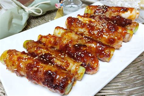 대파 대패 삼겹살 말이 고추장 소스로 매콤 달콤한