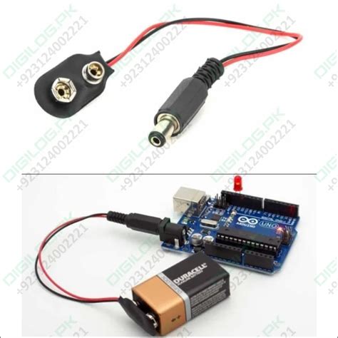 9v Battery Snap Connector To Dc Male Power Adapter Cable For Arduino In