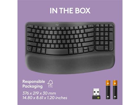 Logitech Wave Keys Wireless Ergonomic Keyboard With Cushioned Palm Rest Comfortable Natural