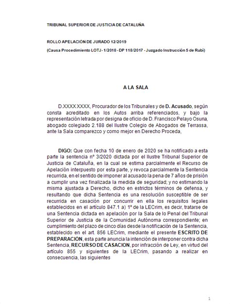 Preparación De Un Modelo Escrito De Recurso De Casación Penal