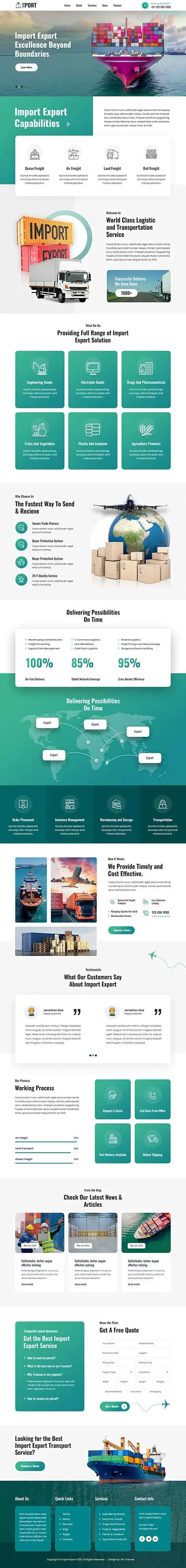 Import Export WordPress Theme For Logistics Businesses