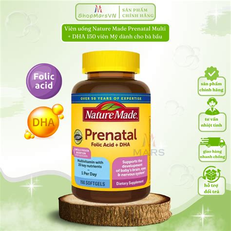 Viên Uống Bổ Bầu Nature Made Prenatal Folic Acid Dha Bổ Bầu Mỹ 150
