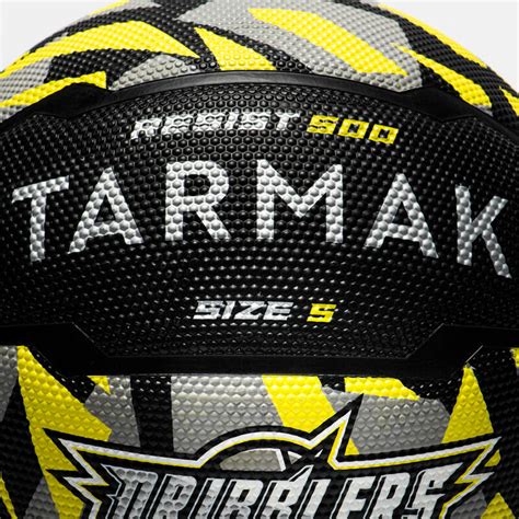 Size 5 Basketball R500 Black Grey Yellow Tarmak Decathlon
