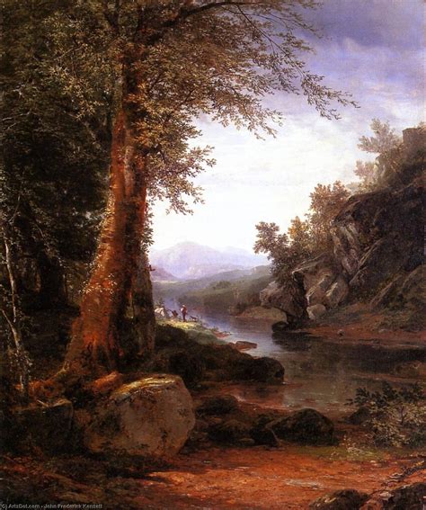 Reproducciones De Bellas Artes Cazadores En Un Riverbank 1850 De John Frederick Kensett 1816