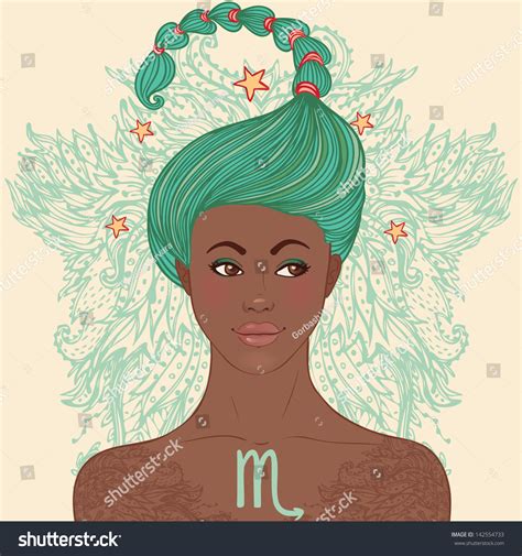 Zodiac Beautiful Girls Set African American Version Scorpio Stock