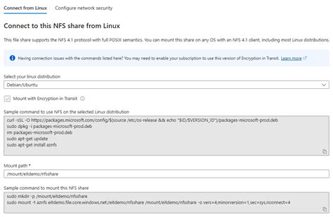 Mount An Nfs Azure File Share On Linux Azure Docs
