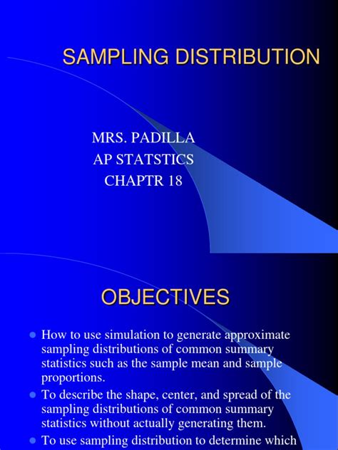 Sampling Distribution Mrs Padilla Ap Statstics Chaptr 18 Pdf Standard Error Normal