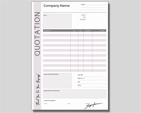 Quotation Template In Printable Ready Pdf Format Editable In Canva