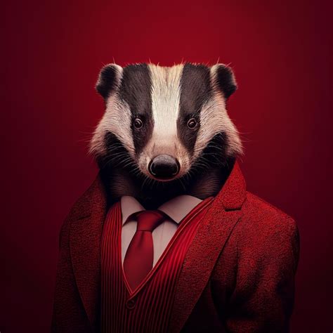 Premium Ai Image A Man In A Suit With A Badger On It