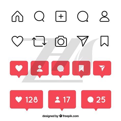 دانلود فایل لایه باز مجموعه آیکون اعلان‌های اینستاگرام دانلود رایگان