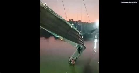 Video Cable Bridge Collapses In Gujarats Morbi 35 Dead 100 Feared
