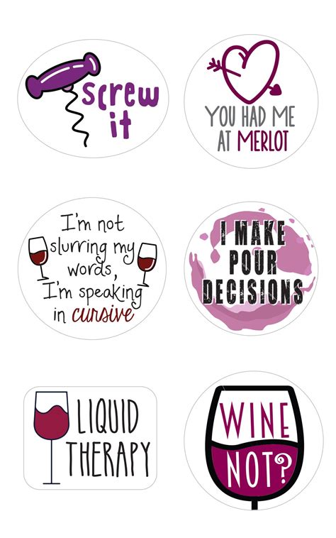 Wine Glass Markers Set Of 12 Static Cling Reusable Stickers Funny