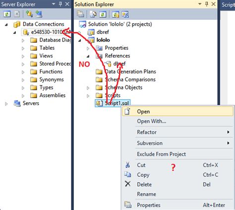 Sql Server How To Run Sql Script From The Solution Explorer In Visual