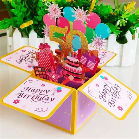 40 50 60 70 80번째 생일 팝업 카드 봉투가 포함된 3d 생일 축하 인사말 카드 남편 아내를 위한 Temu