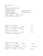 Physics Exam Practice Scalars Vectors And Projectile Motion Course