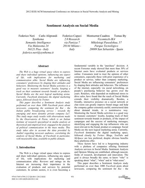 Pdf Sentiment Analysis On Social Media