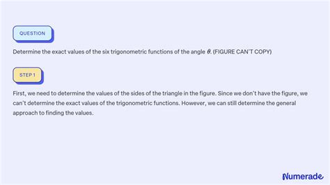 Solved Determine The Exact Values Of The Six Trigonometric Functions Of The Angle θ Figure Can