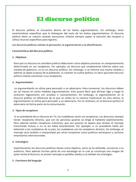 El Discurso Político Pdf Hablar En Público Teoría De La Argumentación