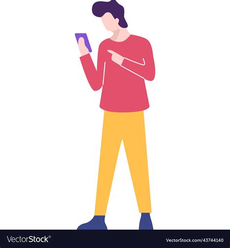 Man Using Mobile App Icon Isolated Royalty Free Vector Image