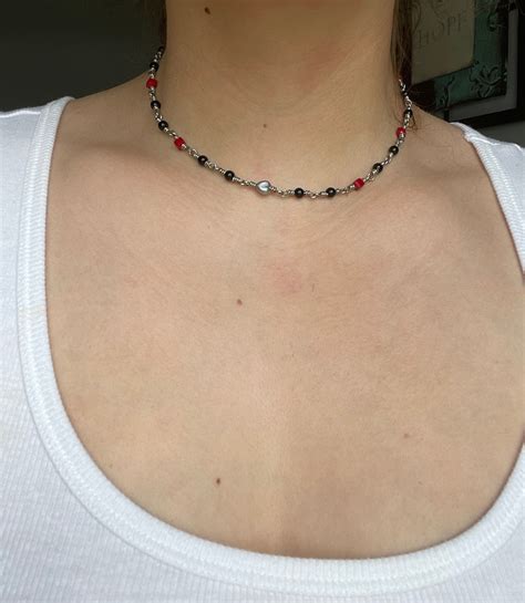Tri Color Glass Beaded Choker Etsy