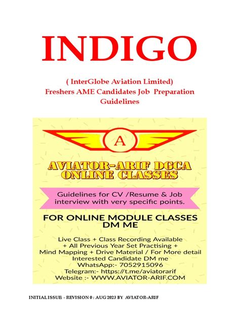 Indigo Freshers Ame Job Guidance By Aviator Arif Pdf Internal