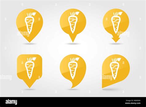 Parsnip Root Flat Vector Pin Map Icon Map Pointer Map Markers Vegetable Vector Illustration