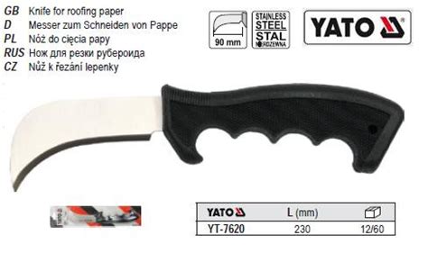 Нож YATO Ниж для Рубероида Лезо L=90 Мм Загальна L=230 Мм YT-7620 ...