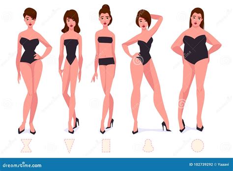 Set Of Female Body Shape Types Five Types Stock Vector Illustration Of Pose Cartoon 102739292