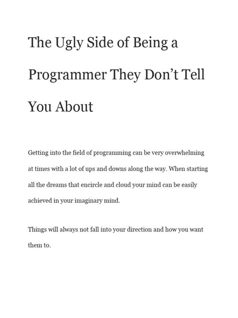 The Ugly Side Of Being A Programmer They Dont Tell You About Pdf