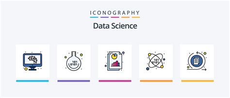 Data Science Line Filled 5 Icon Pack Including Unlock Locker Science