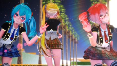 Mmd ރ Tda Idol Teto Miku Neru → ちょw マジww 無理 ╰╮ Youtube