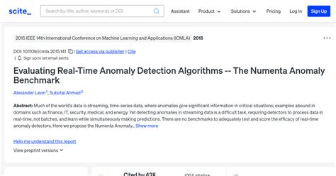 Citation Report Evaluating Real Time Anomaly Detection Algorithms