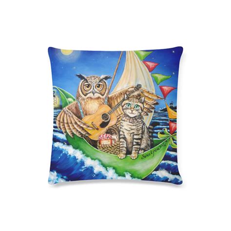 Owl Pussycat Custom Zippered Pillow Case 16 X16 Twin Sides ID