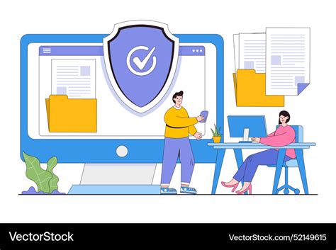 Flat Privacy Policy Protecting Your Computer Data Vector Image