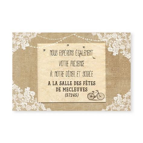 Invitation Repas Mariage Arbre En Fleurs Avec Dentelle Romantique