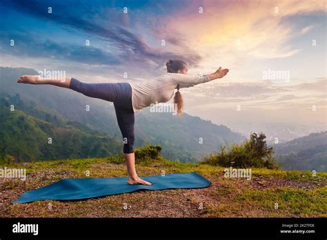 Woman Doing Ashtanga Vinyasa Yoga Asana Virabhadrasana Warrior Stock Photo Alamy