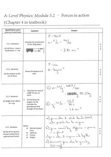A Level Physics Ocr A As Rag Sheets Teaching Resources