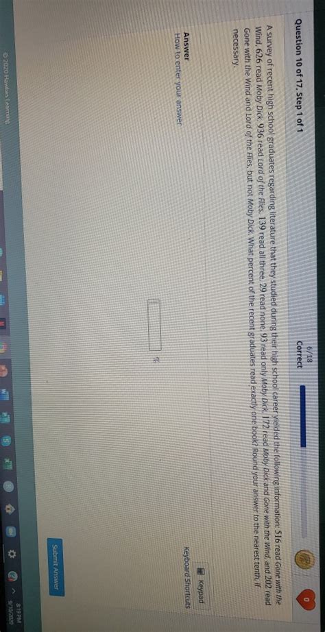 Solved 618 Correct Question 10 Of 17 Step 1 Of 1 A Survey
