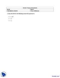 PDA Theory Of Automata Quiz Docsity