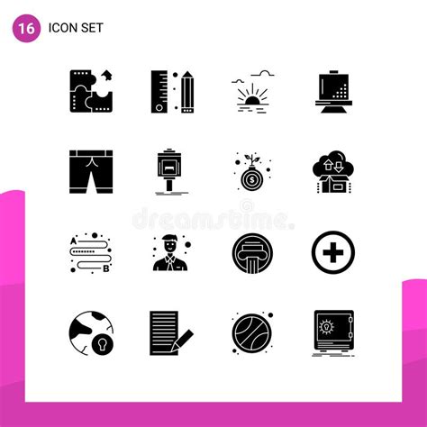 16 Solid Glyph Concept For Websites Mobile And Apps Development Coding Pencil Board Light