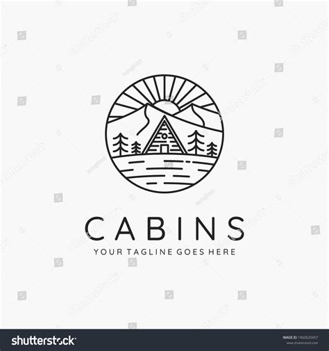 Cabin Line Art Icon Emblem Logo Vector Royalty Free Stock Vector