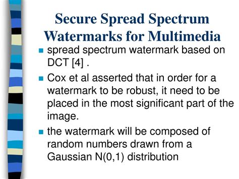 Ppt Review Of Spread Spectrum Image Watermarking Powerpoint Presentation Id252341