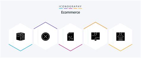 Ecommerce 25 Glyph Icon Pack Including Package Delivered Exit
