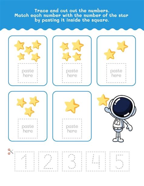 Premium Vector One To Five Number And Word Tracing Worksheet Cut And