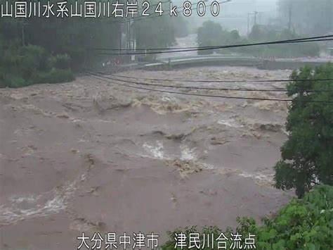 大雨で増水した山国川＝大分県中津市 ：2023年 大雨・台風被害 写真特集：時事ドットコム