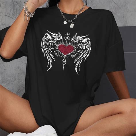 Letter Print T Shirt Casual Crew Neck Short Sleeve Summer T Shirt