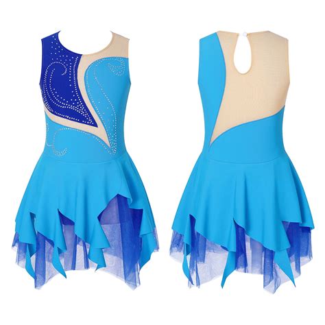 Iiniim Girls Shiny Rhinestone Figure Ice Skating Dress Dance Ballet