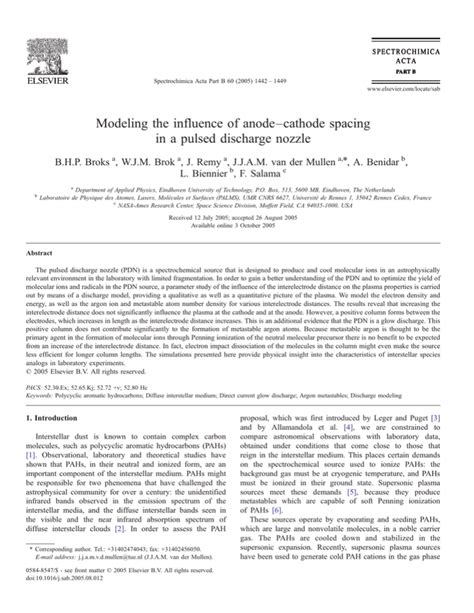 Modeling The Influence Of Anodecathode Spacing In A Pulsed