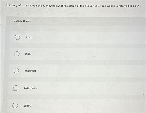 Solved In Theory Of Constraints Scheduling The