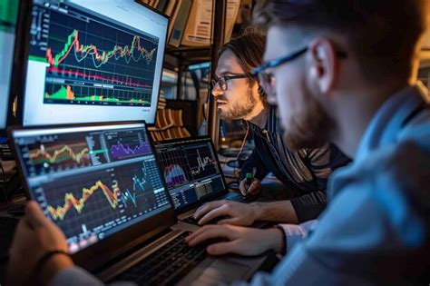 a man is working on a computer with a graph showing the graph premium